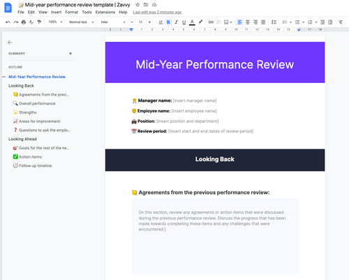 Download: Free Docs/Word Template: Mid Year Performance Review Template